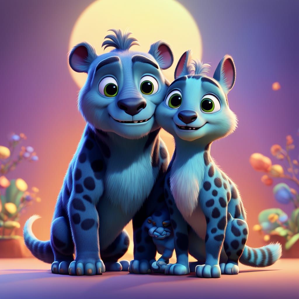 Vibrant Cartoon Animal Duos in a Bright Cinematic ... - AI Art