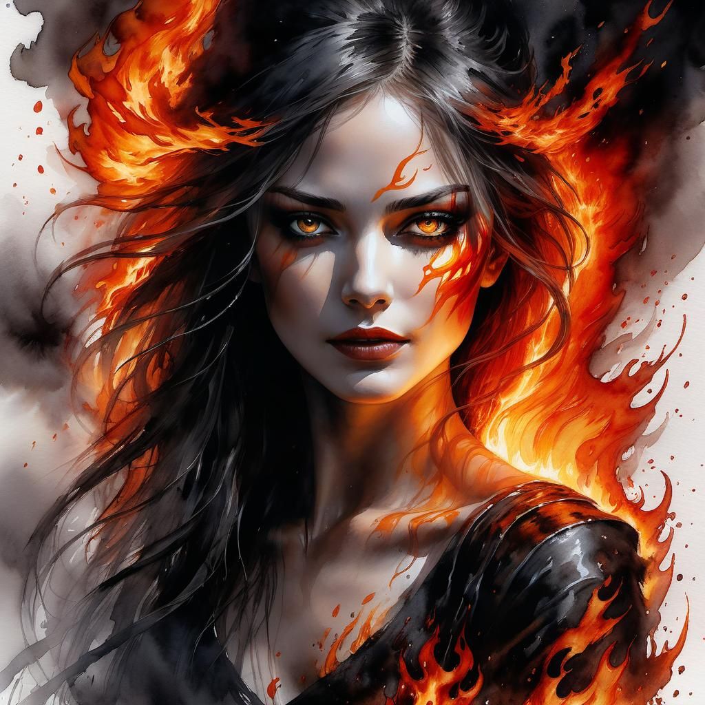 Woman in fire