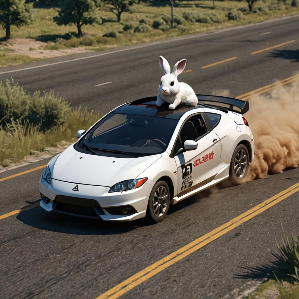 Bunny driving a Mitsubishi Eclipse, Sketchfab - AI Generated Artwork ...