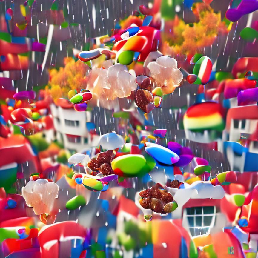 raining candy from the sky maximalism 16k resolution ambient occlusion ...