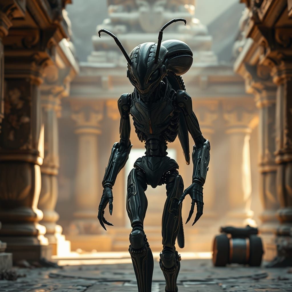 Discovering Temple - Ethereal Insectoid Robot Strolls Throug...