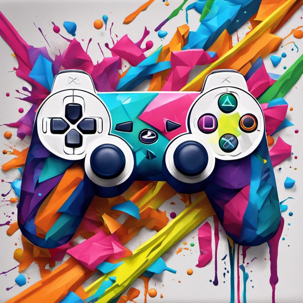 PlayStation controller graffiti art, splash art, street art, spray ...