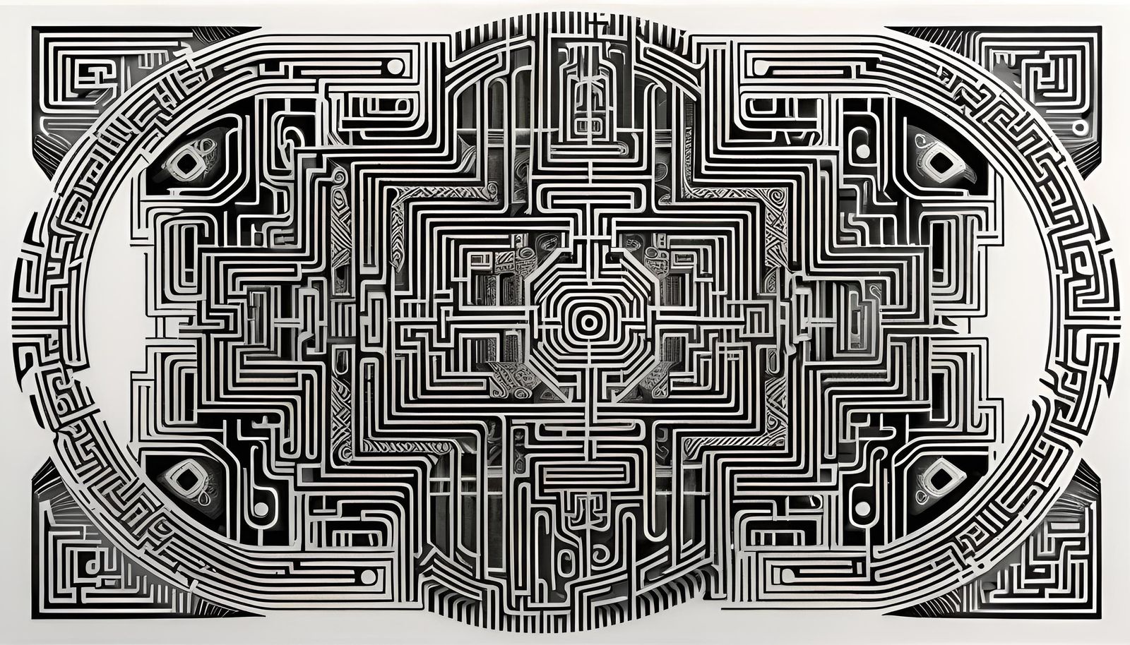 B&w labyrinth, 13mar24 - AI Generated Artwork - NightCafe Creator