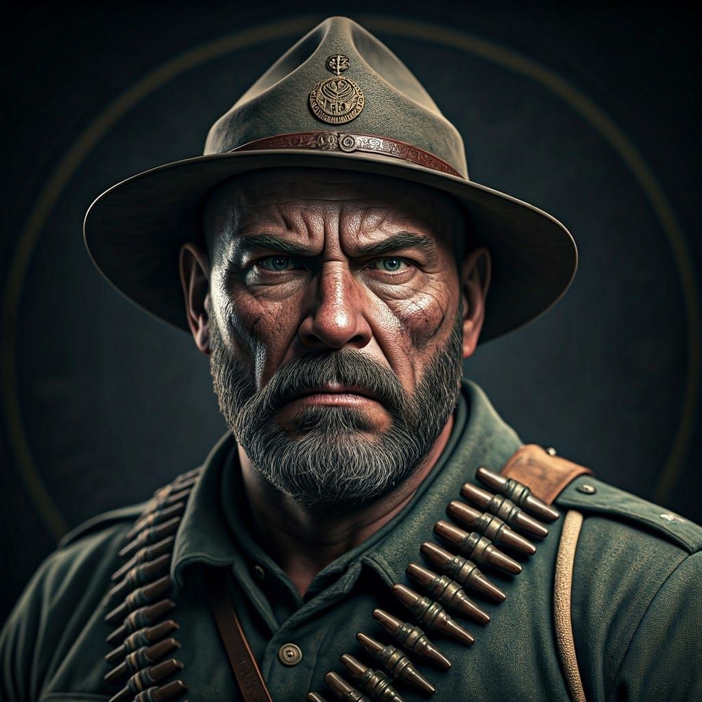 Angry Boer Guerilla Warrior in Traditional Attire ... - AI Art