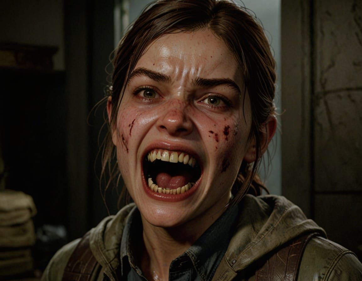 Gritty Vampire Ellie from The Last of Us - AI Art