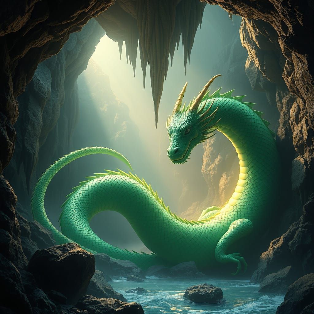 Long Dragon with strange arms - Emerald Dragon Wraps Around ...