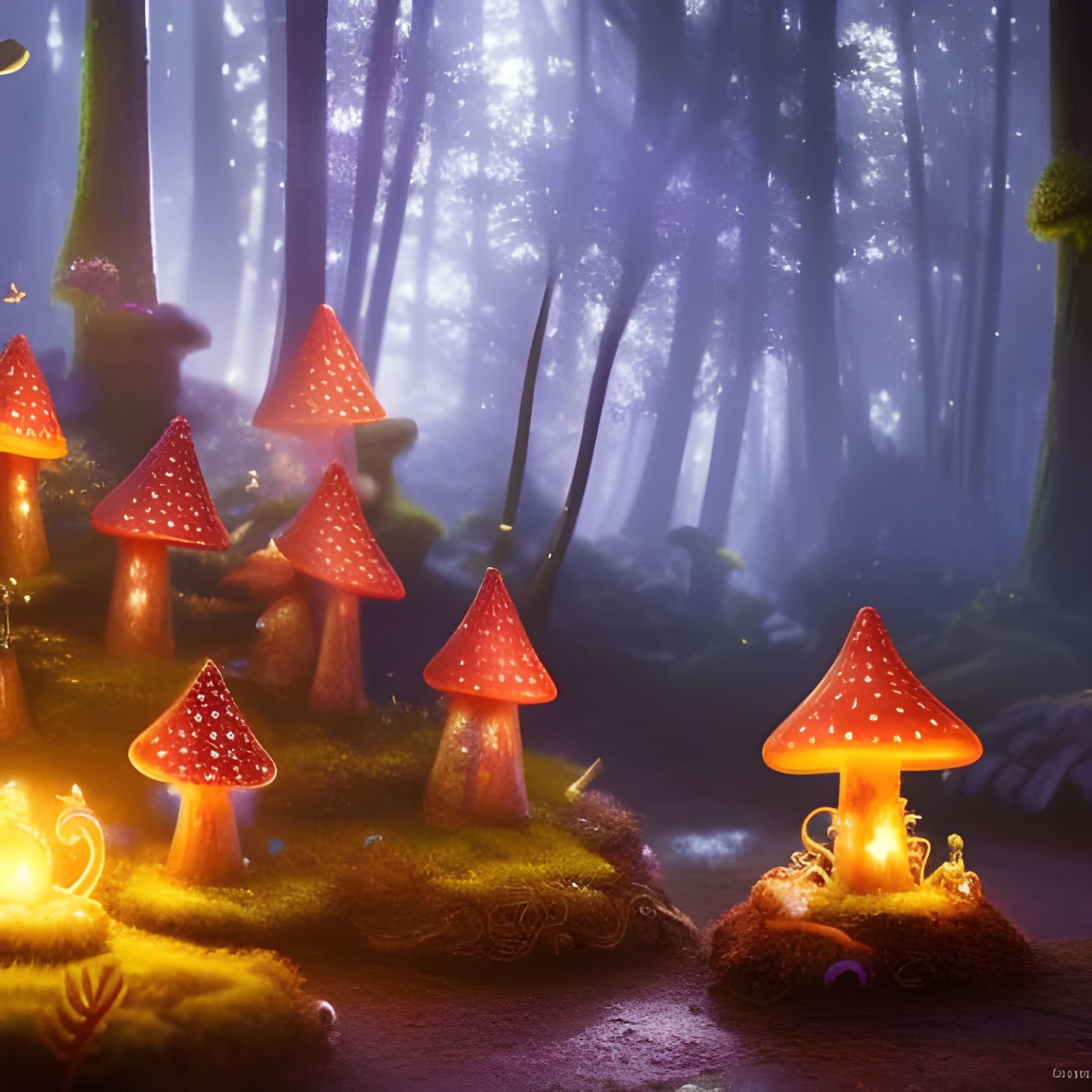 Toadstool Village - AI Generated Artwork - NightCafe Creator