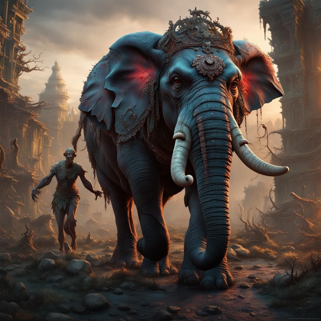 zombie elephant - AI Generated Artwork - NightCafe Creator