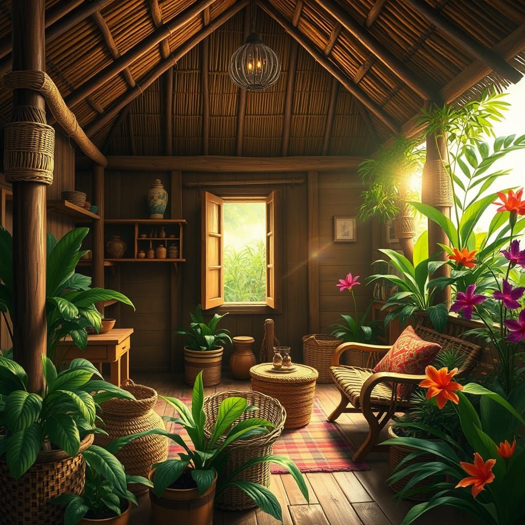 bahay kubo view natural realistic - Cozy Bahay Kubo in a Tr...