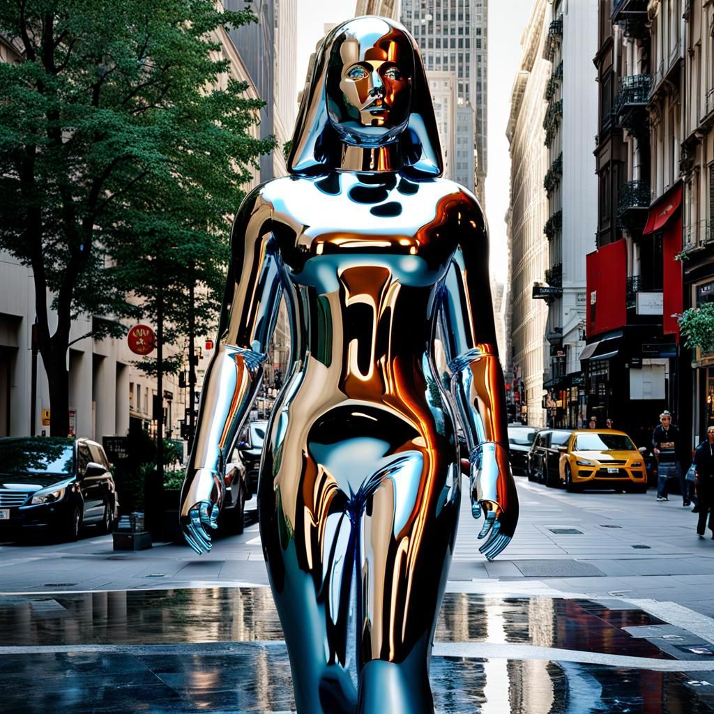 Chrome Statue Of A Woman - AI Generated Artwork - NightCafe Creator