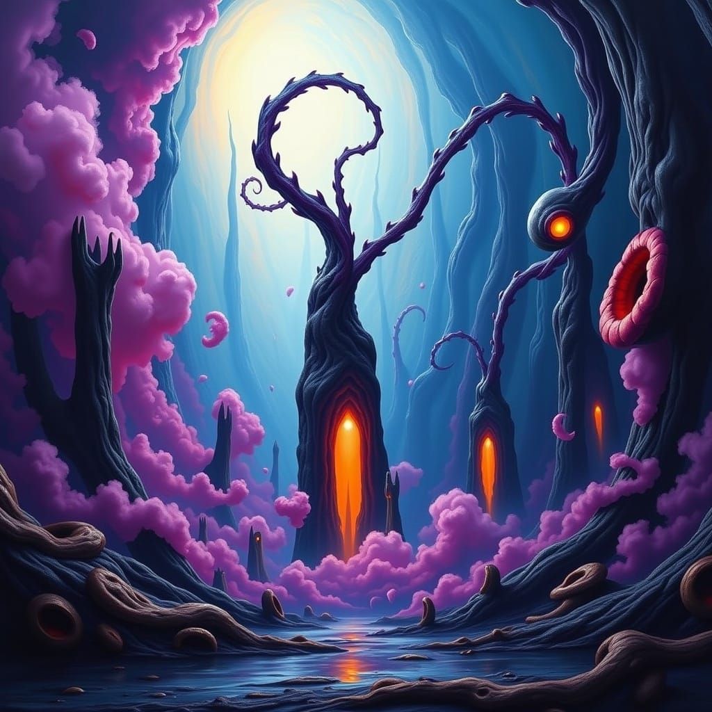 Surrealist Dreamscape in Cosmic Elegance - AI Art