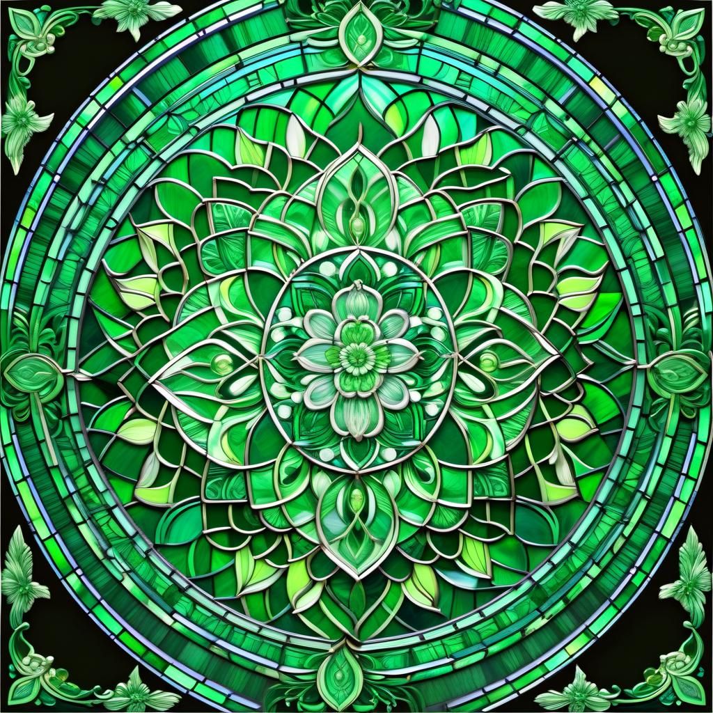 Stained Glass Green Mandala - AI Generated Artwork - NightCafe Creator