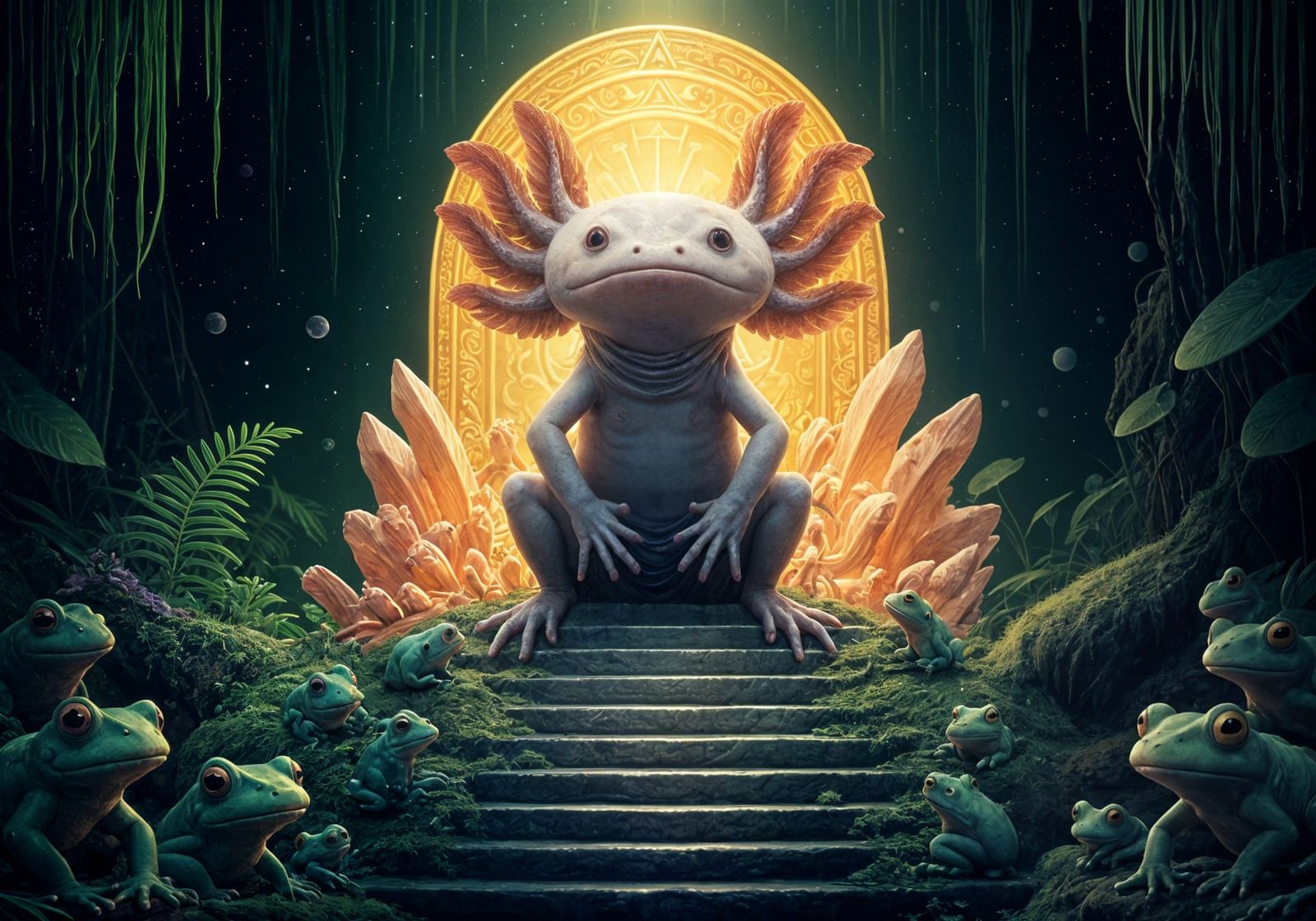 Axolotl, god of the amphibians, sits in judgement.