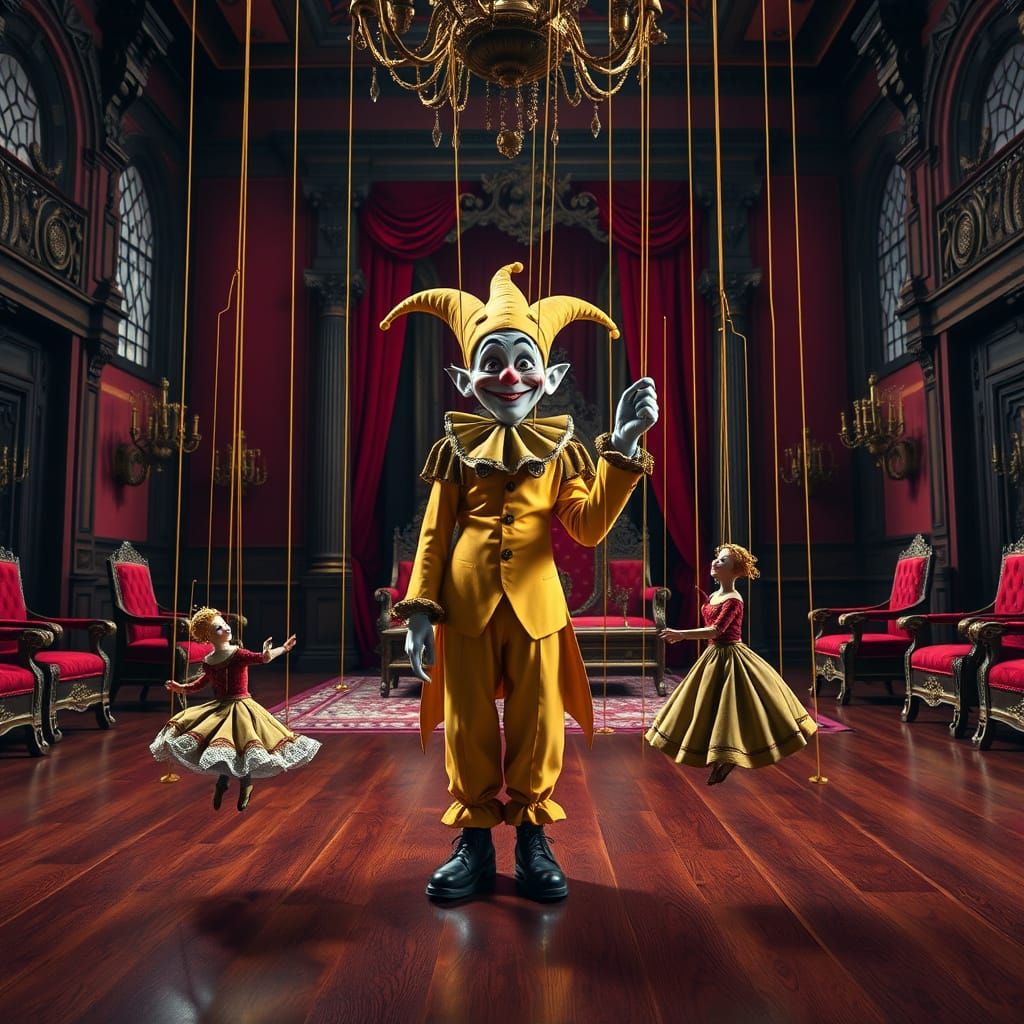Whimsical Jester Masterminds Crimson Court with My... - AI Art