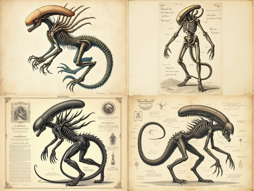 Anatomical Illustration of a Xenomorph in Victoria... - AI Art
