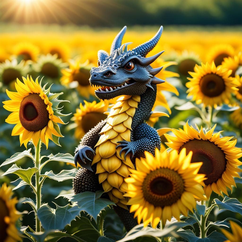 Sunflower Dragon - AI Generated Artwork - NightCafe Creator