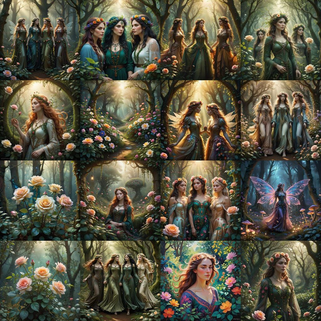Sacred Pagan Roses Bloom in Harmony Magick - AI Art
