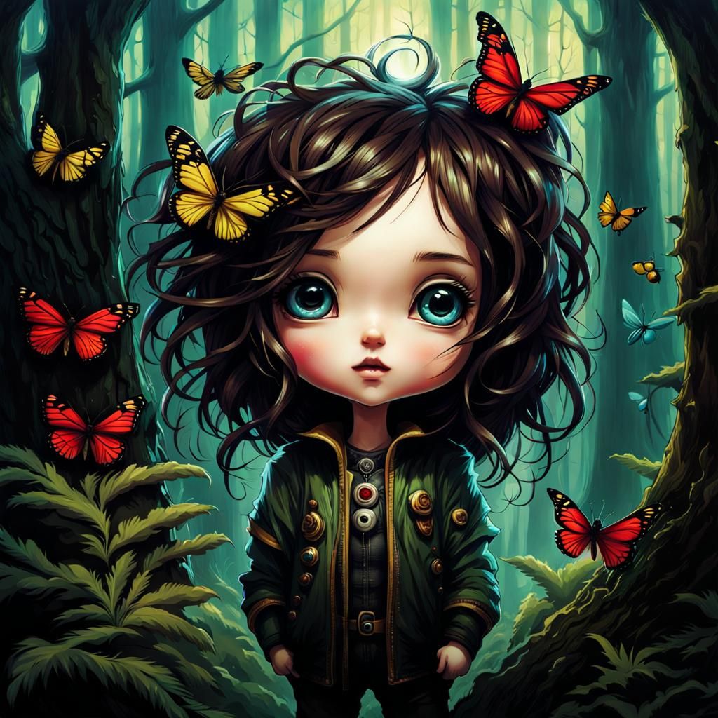 Close up Bold colors stunning brunette chibified chibi baby huge ...