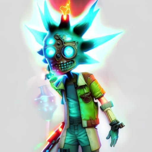 Rick Sanchez (of Rick n Morty) as cyberpunk aetherpunk solarpunk ...