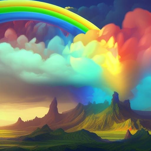 Rainbow volcano eruption - AI Generated Artwork - NightCafe Creator