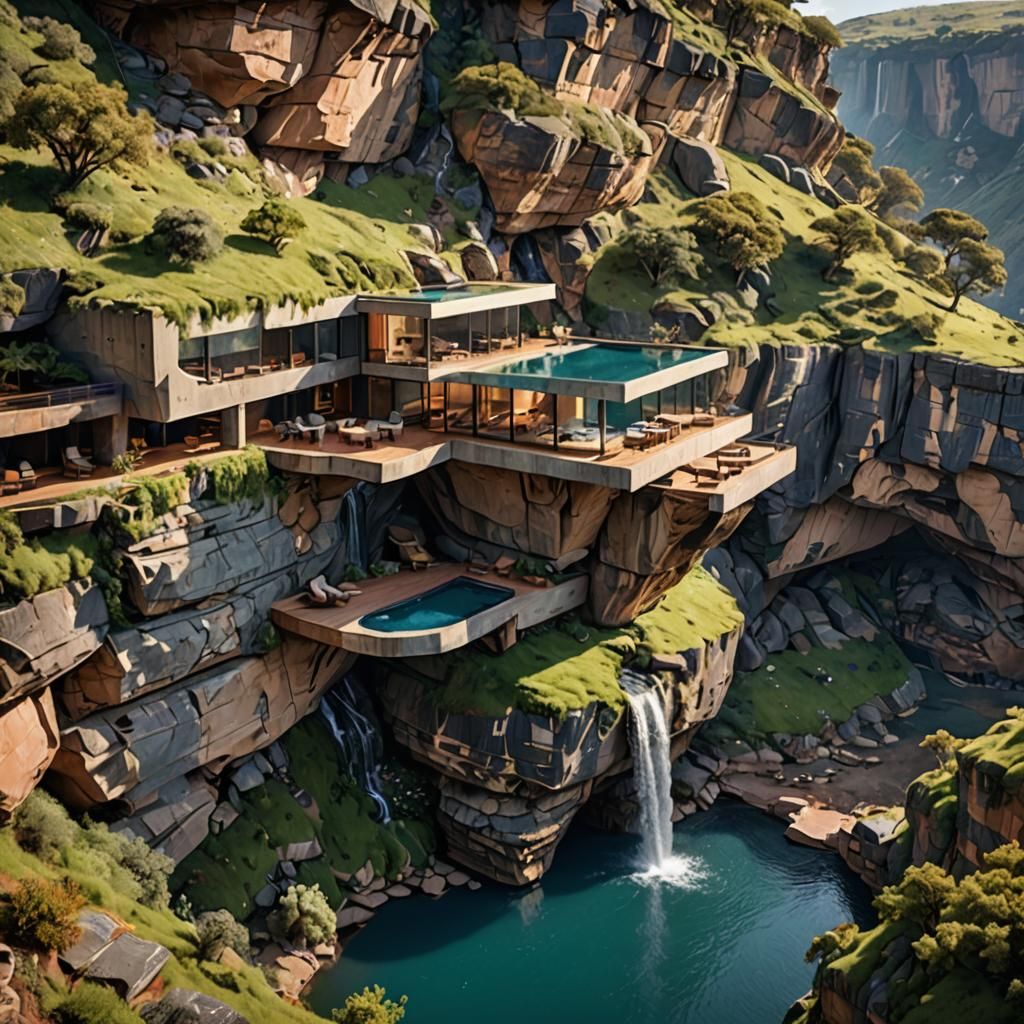 A stunning scene of an incredible impossible architecturally designed ...