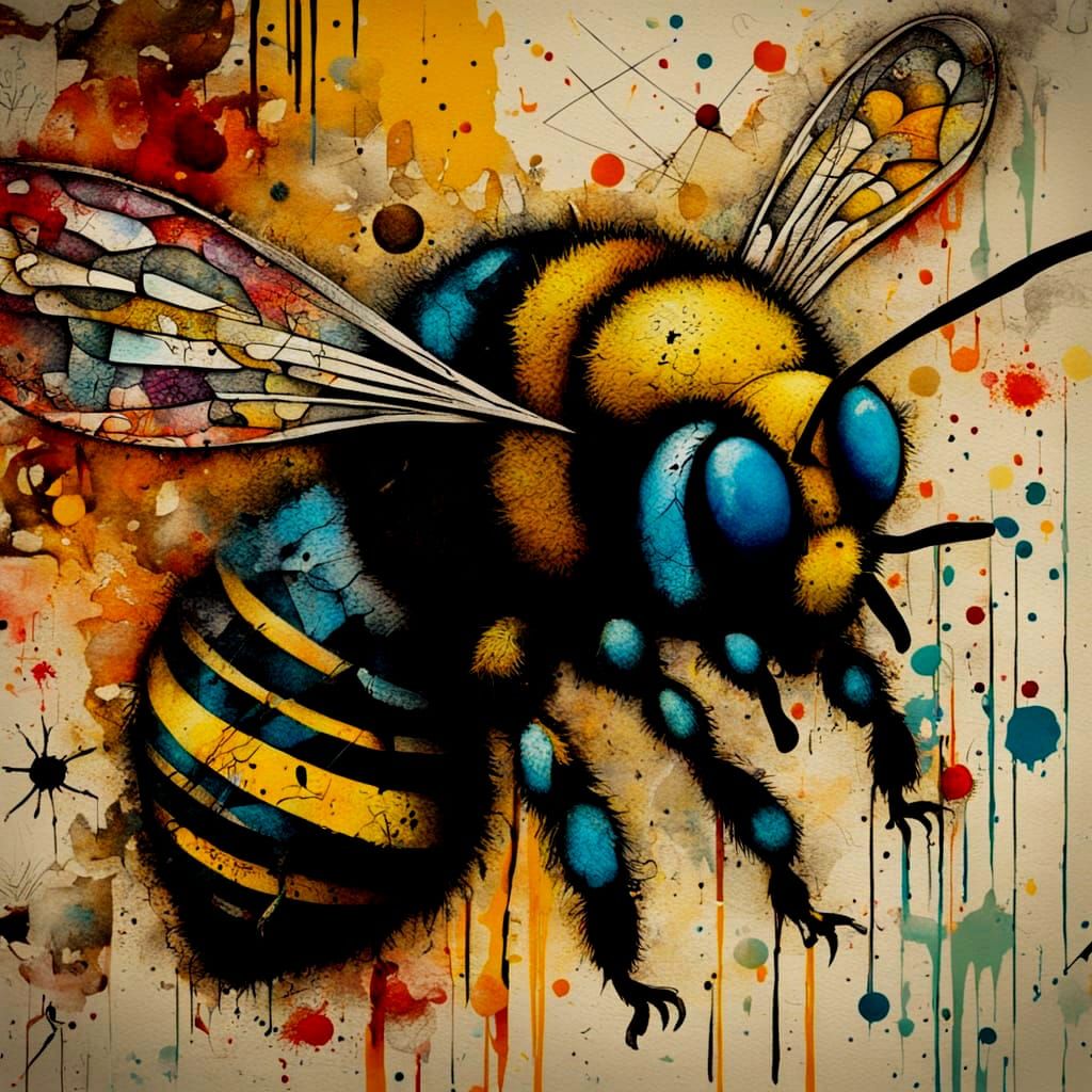 Bee - Surreal Graffiti Bee in Avant Garde Style