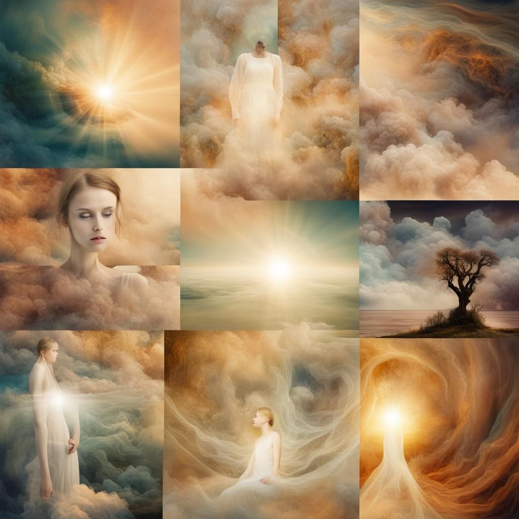 abstract ethereal dreamscape collage of different images of the light ...