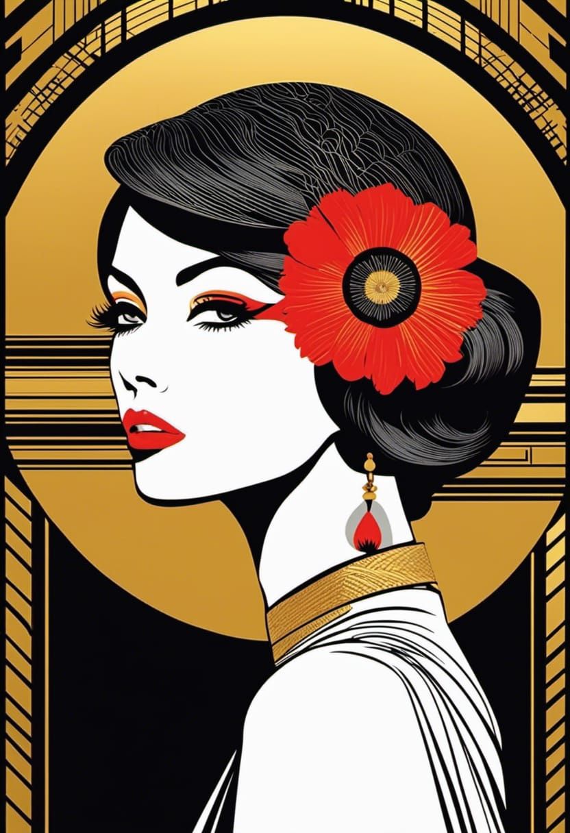 Geisha anime Art deco flapper Deborah Harry 1920s Black and white ️ ️ ️ ...