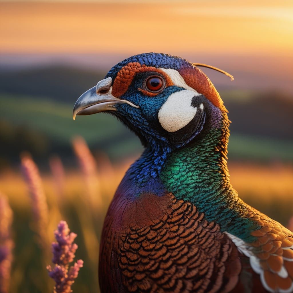 Majestic Pheasant in Golden Twilight - AI Art
