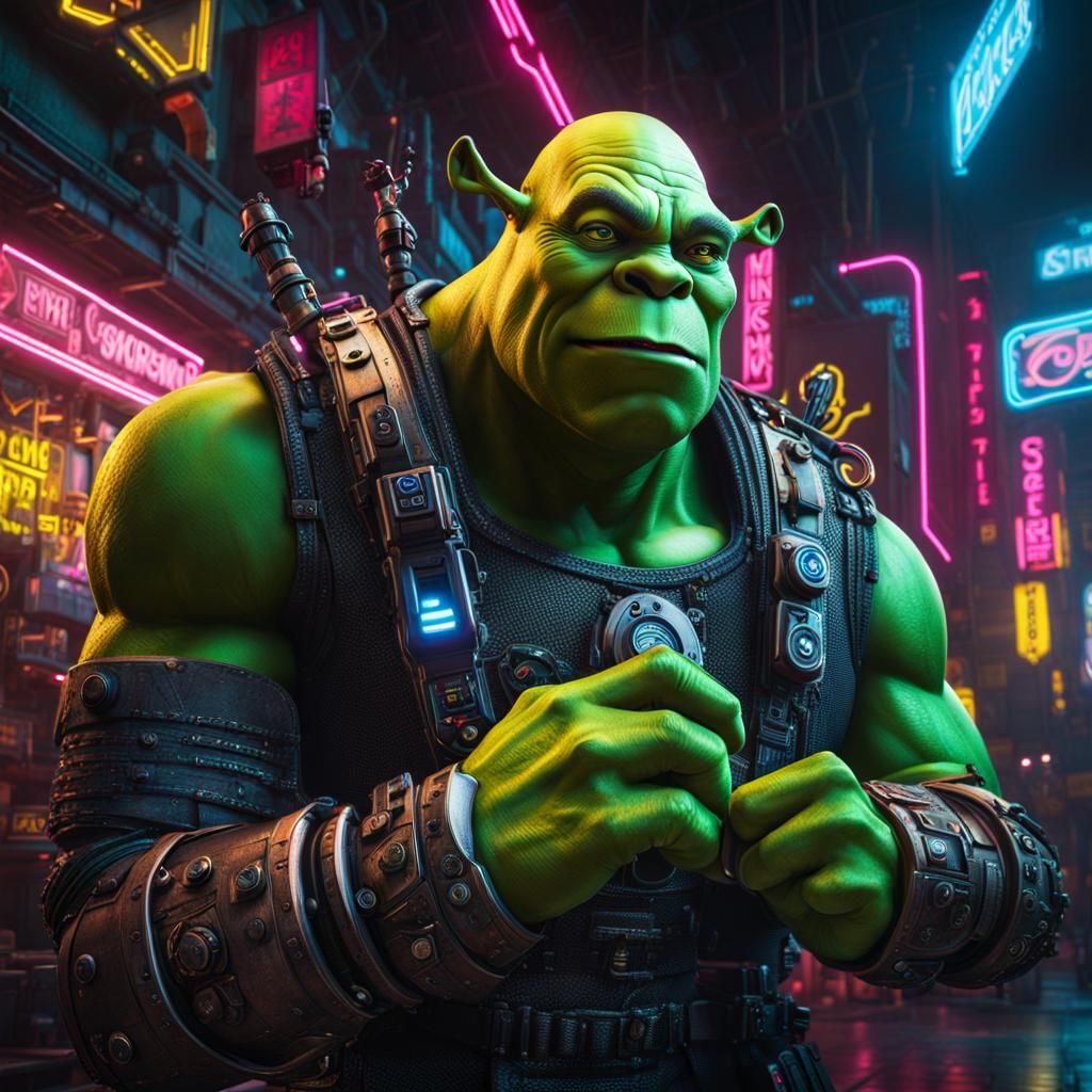 Cyberpunk Shrek , - AI Generated Artwork - NightCafe Creator