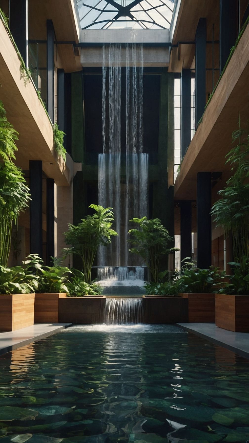 Luxurious Waterfall Interior Design - AI Generated Artwork - NightCafe ...