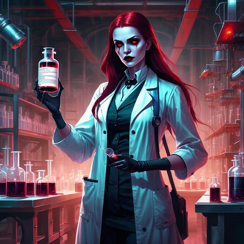 A beautiful vampire girl as a scientist - AI Generated Artwork ...
