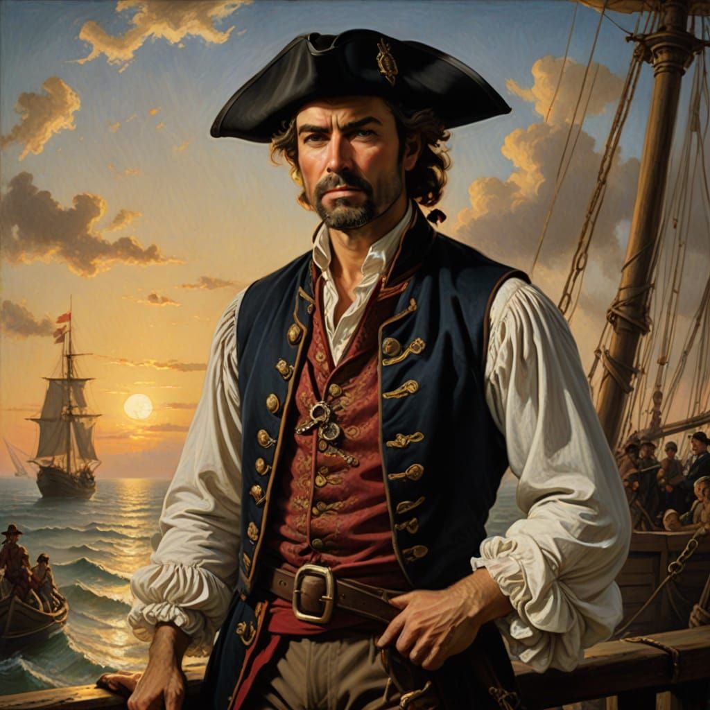 George Michaels as a 17th century pirate quartermaster