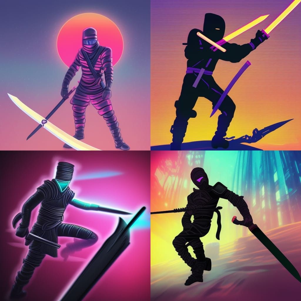 ninja with a futuristic sword - AI Generated Artwork - NightCafe Creator