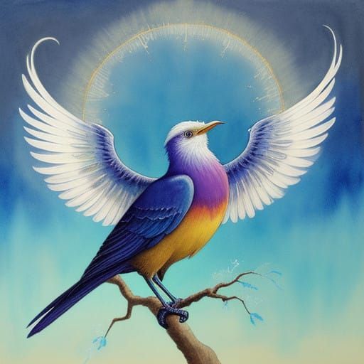 Bird of God - Surreal Divine Bird of Serenity in Ethereal Cl...
