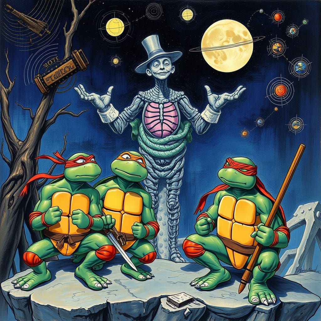 Turtles in a Mosaic of Artistic Styles - AI Art