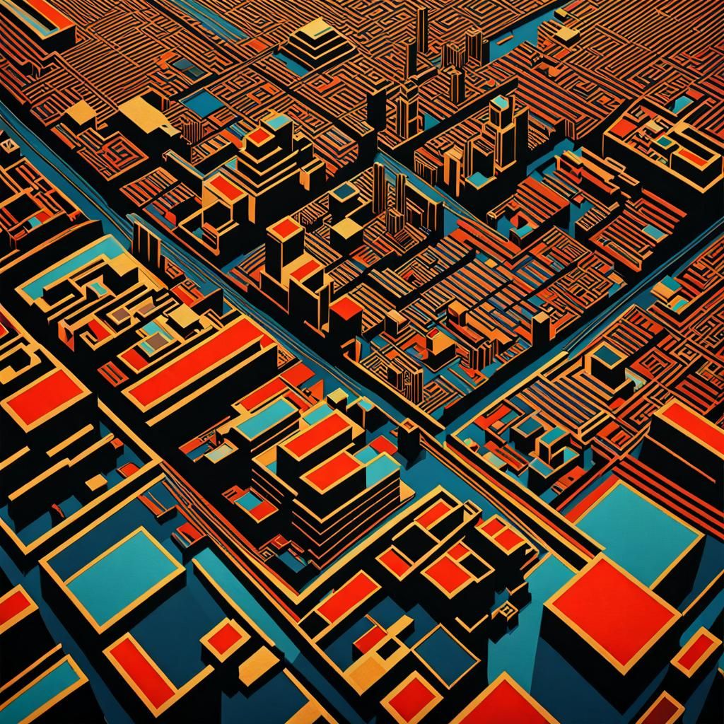 geometric shapes “City Map: 1.5” high quality CGI VFX fine art ...