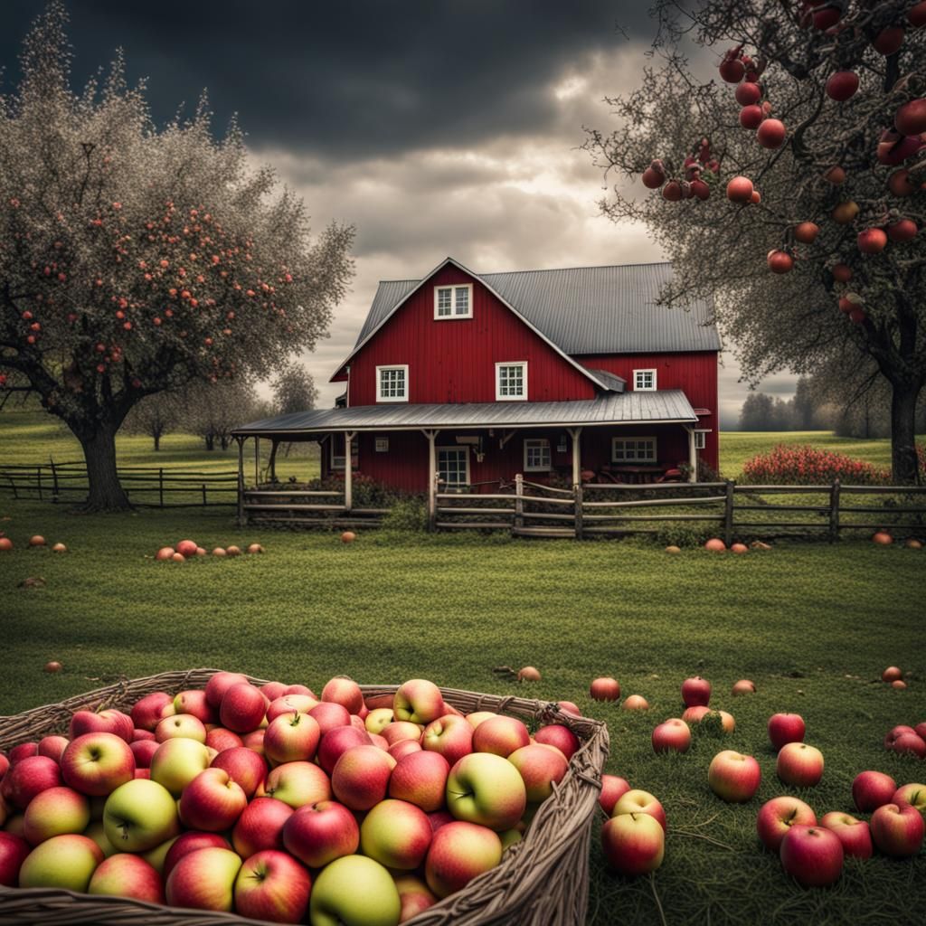 Beautiful apple farm with farmhouse - AI Generated Artwork - NightCafe ...
