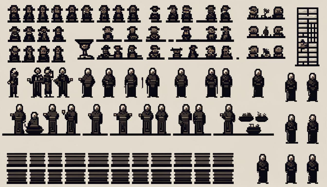 A monks dojo pixel art sprite sheet pixel art for an atari game. Monks ...