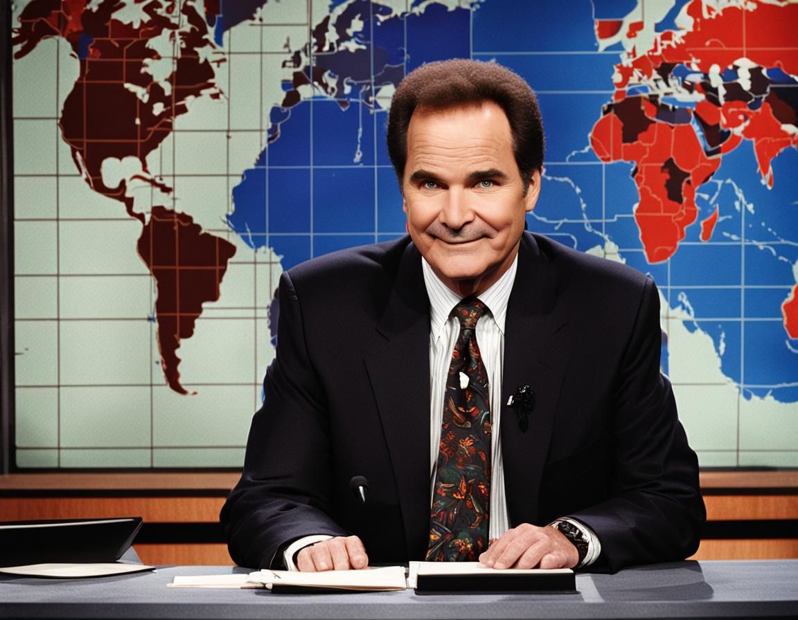 Norm McDonald at the news desk on SNL's weekend update - AI Generated ...