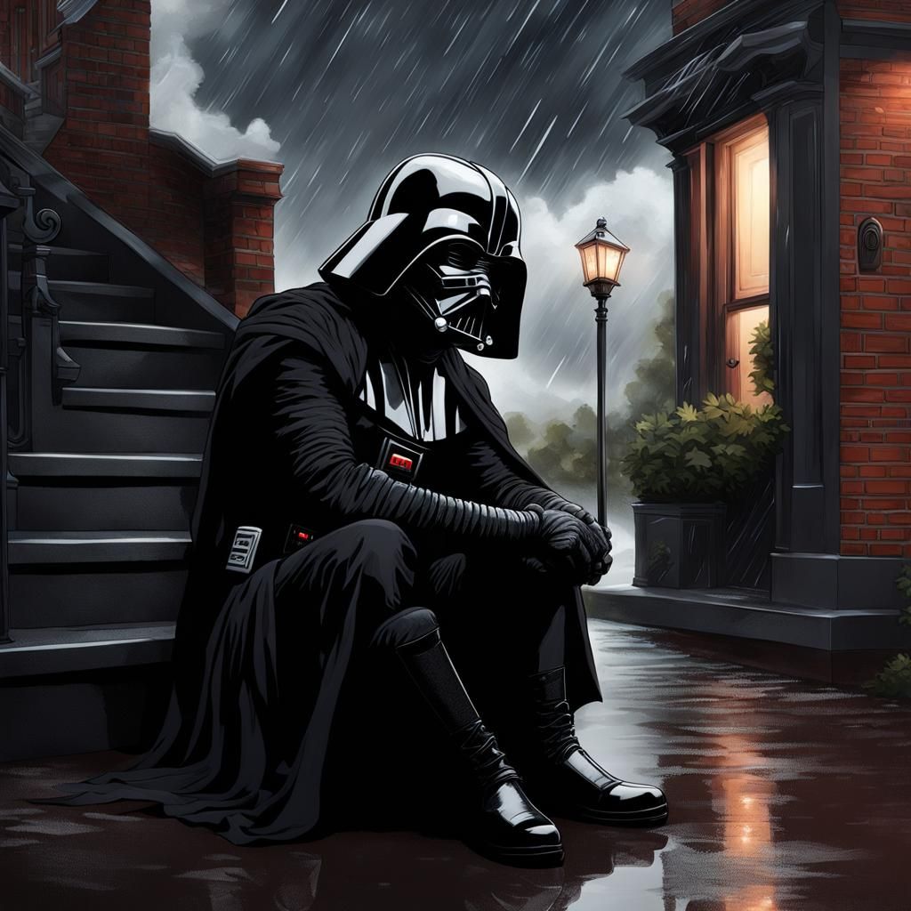 emo kylo ren, star wars, sitting on the stoop, his hands in his face ...