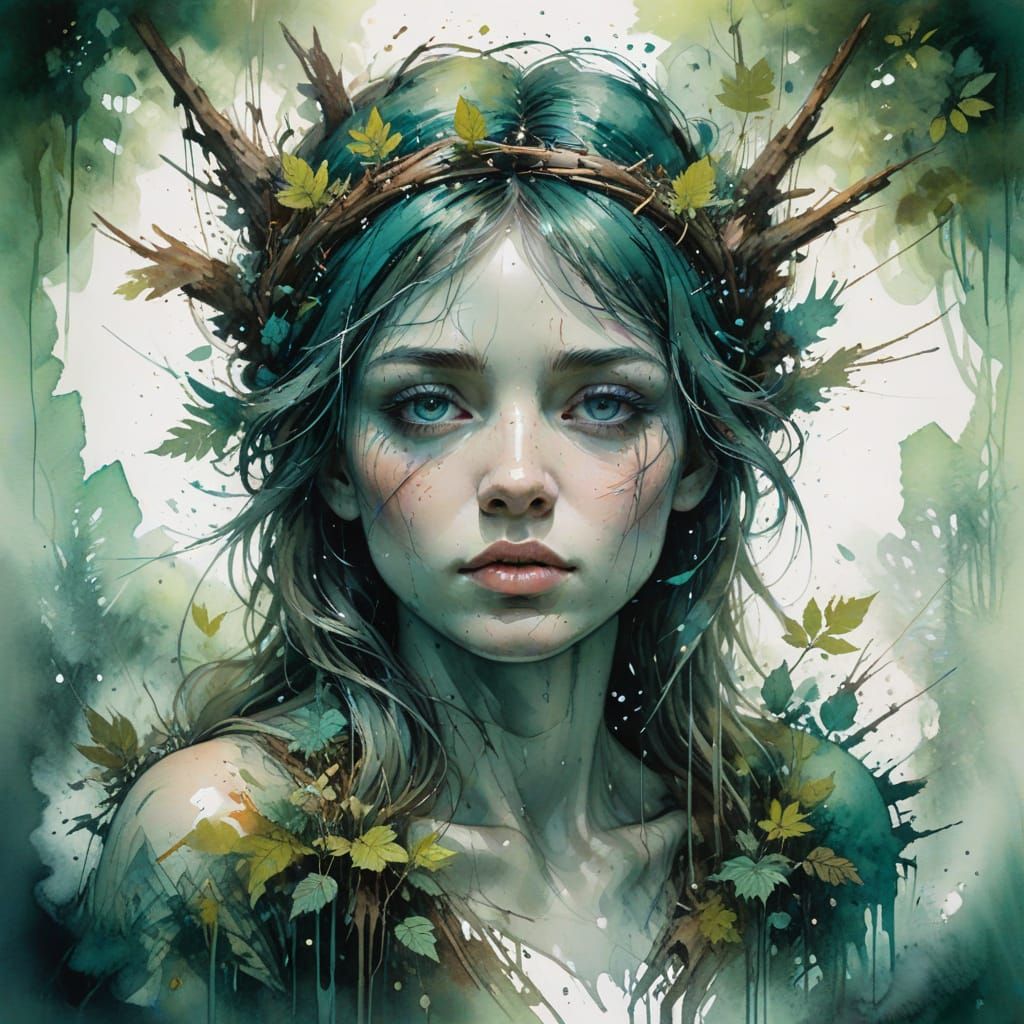 Ethereal Forest Altar in Vibrant Dappled Light - AI Art