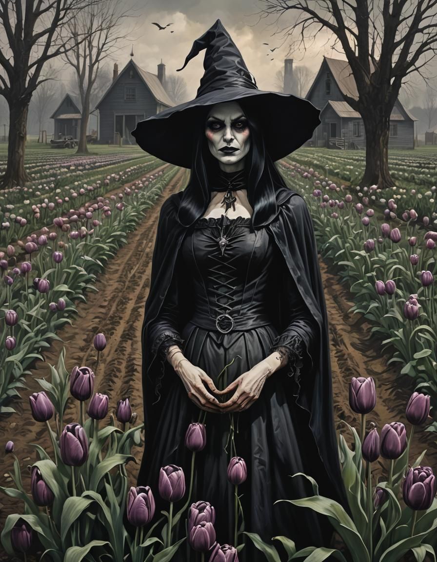 dark tulip farm gothic lovely witch - AI Generated Artwork - NightCafe ...