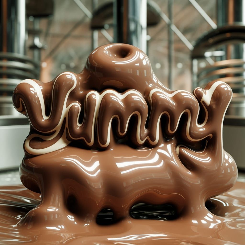 In a warm, inviting illustration, molten milk choc... - AI Art