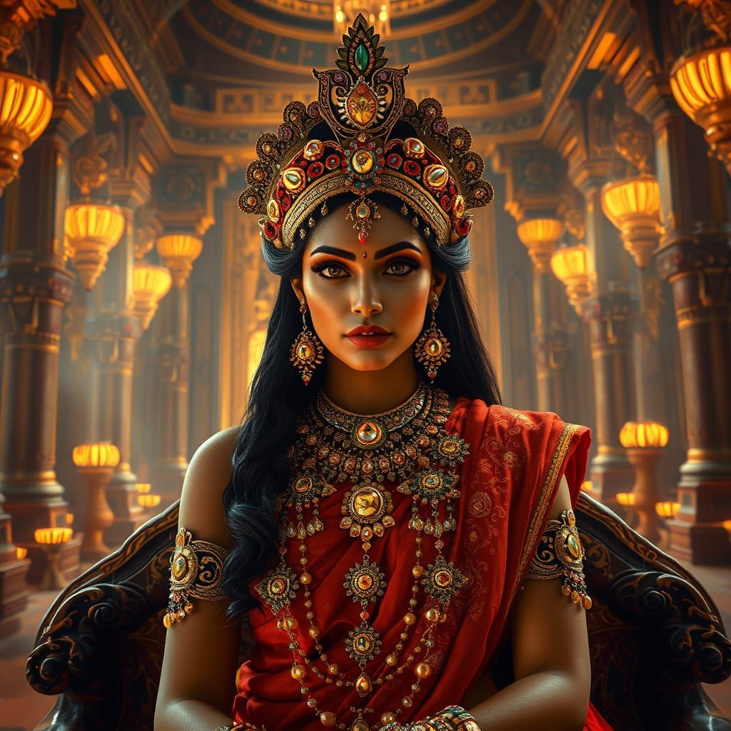 Indian Naga Goddess in Golden Palace with Serpent ... - AI Art