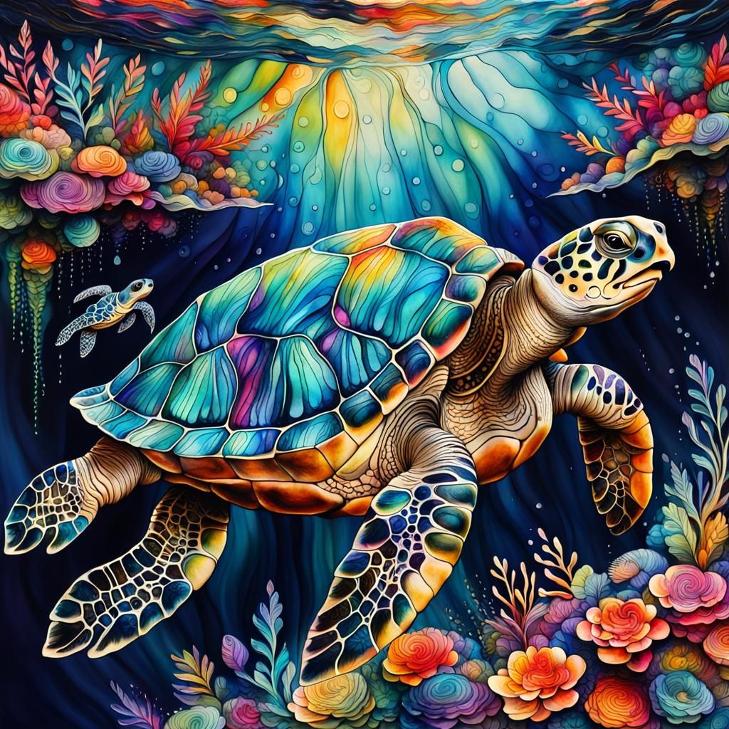 Zentangle Turtle - AI Generated Artwork - NightCafe Creator