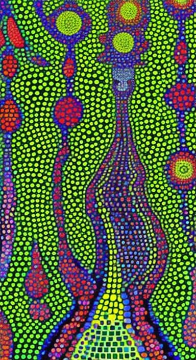 Vibrant Woman in Kinetic Pointillism Mosaic, Inspi... - AI Art