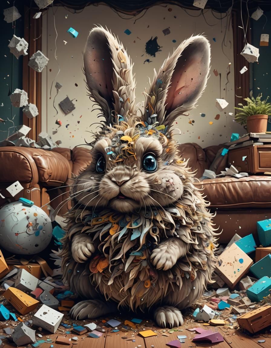 Messy bunny - AI Generated Artwork - NightCafe Creator