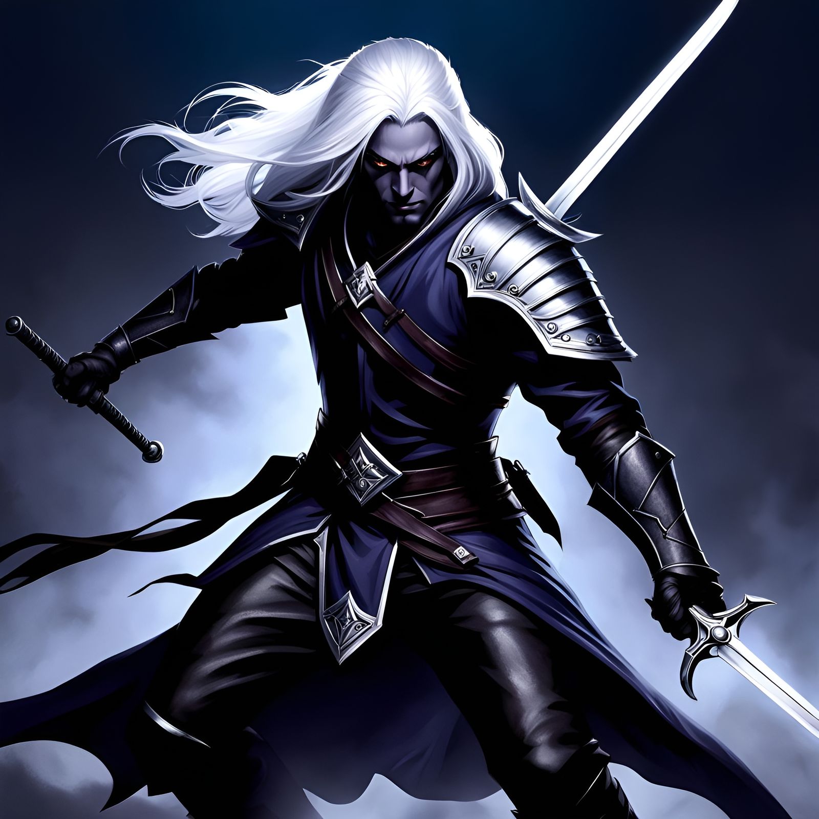 Blademaster Drow Male #2 - AI Generated Artwork - NightCafe Creator