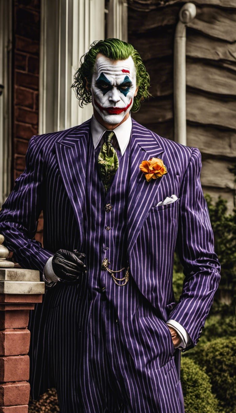 The joker wearing a vintage pin stripe suit. - AI Generated Artwork ...